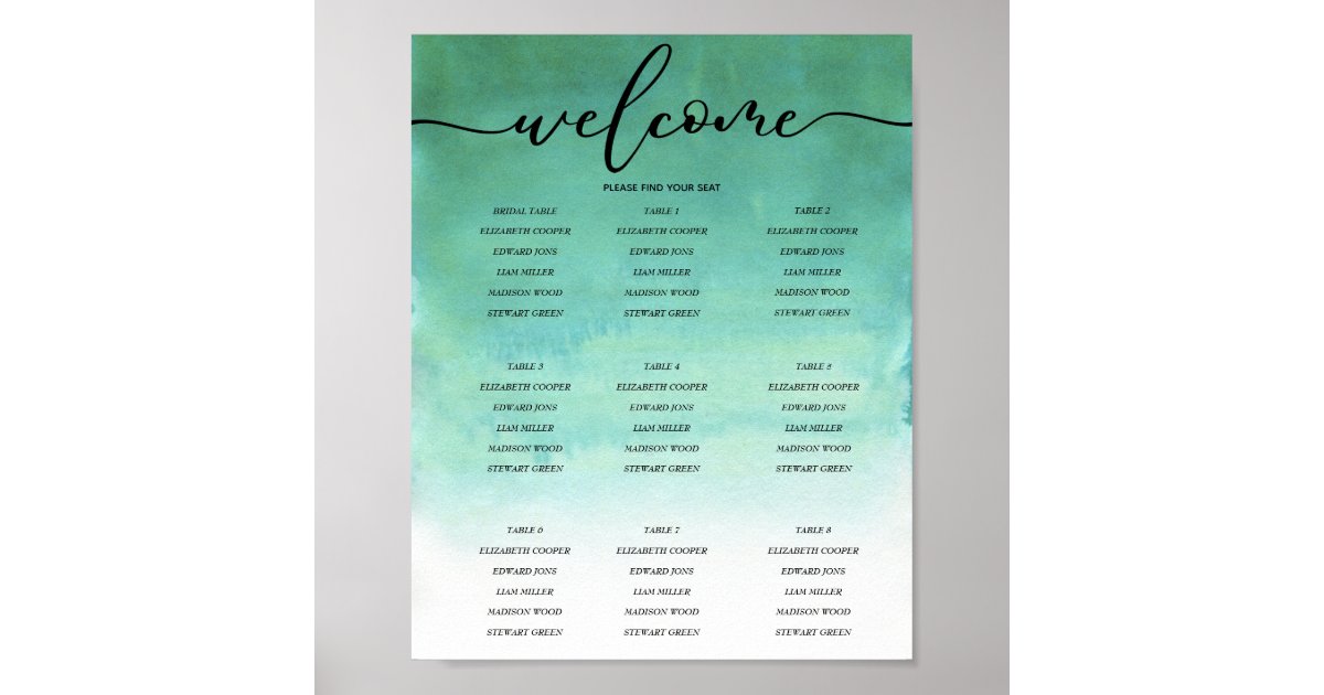 Simple Wedding Seating Chart Poster Zazzle Simple Wedding Seating Chart Poster Zazzle