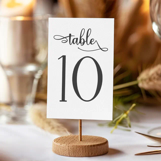 Simple wedding sign 3.5x5 table number | Table 10 | Zazzle