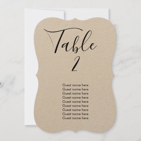 Simple wedding table number + guest names card | Zazzle.com