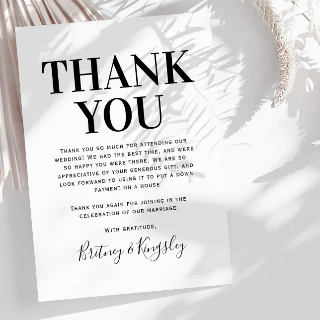 Simple Wedding Thank You Card | Zazzle