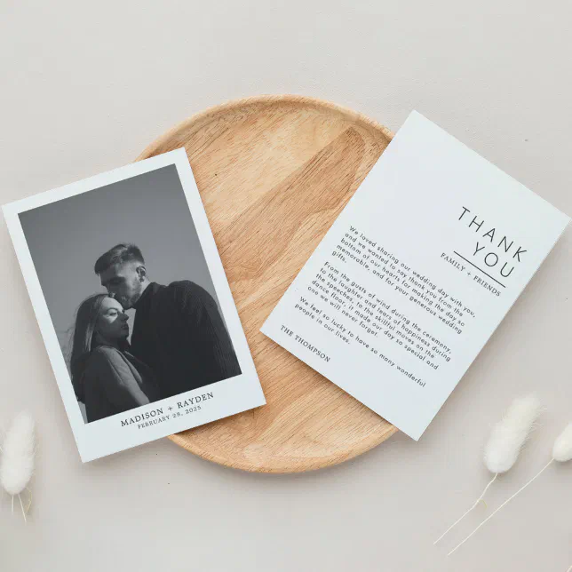 Simple Wedding Thank you Card with Photo | Zazzle