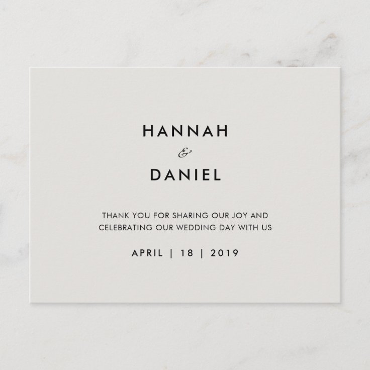 Simple Wedding Thank You Postcard | Zazzle