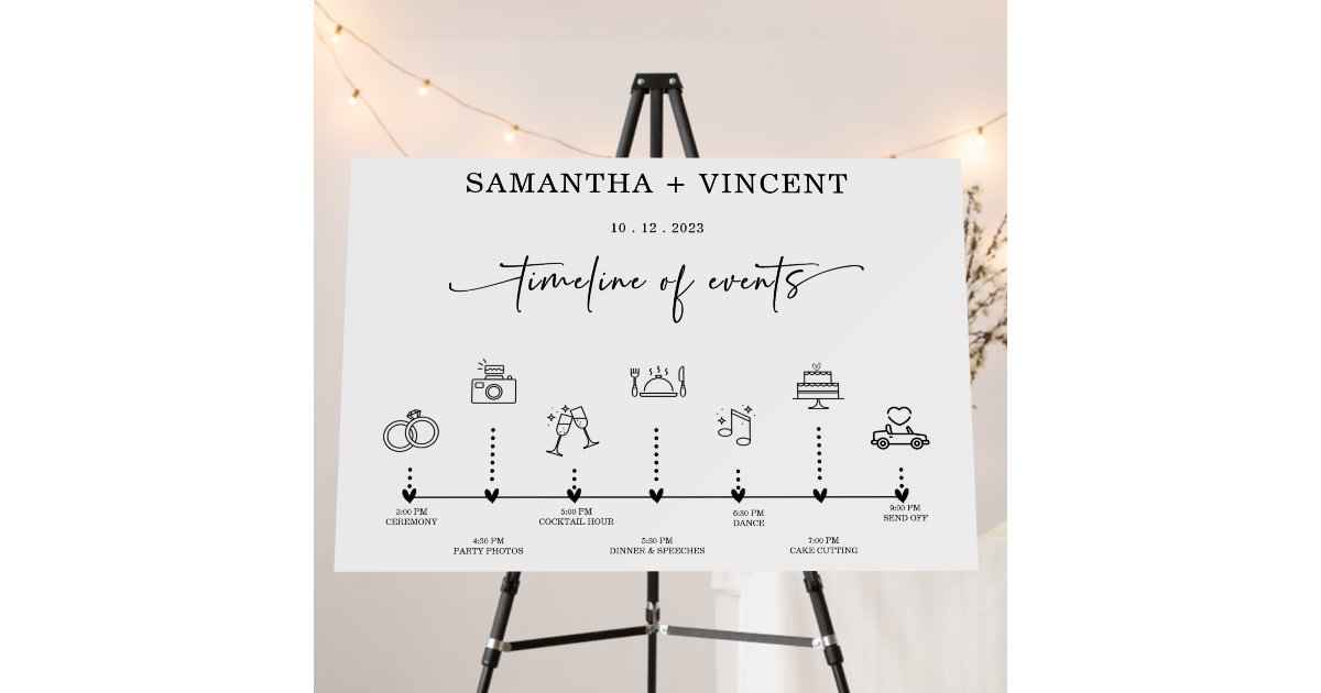Simple Wedding timeline poster | Zazzle