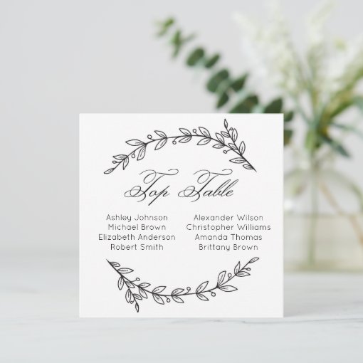 Simple wedding top table. Botanical seating chart Invitation | Zazzle