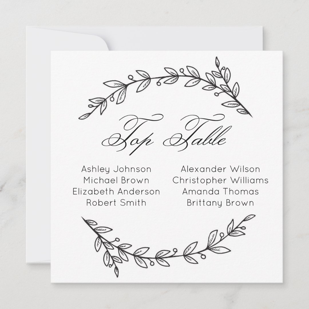 Simple wedding top table. Botanical seating chart Invitation | Zazzle