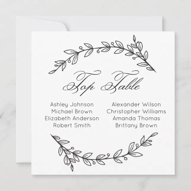 Simple wedding top table. Botanical seating chart Invitation | Zazzle