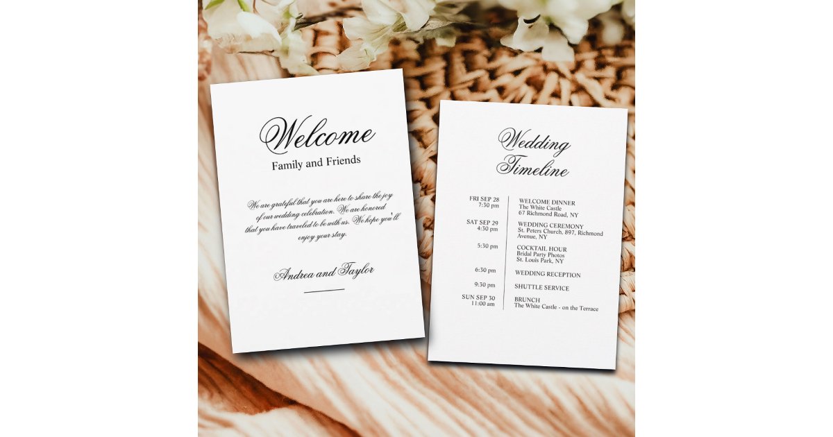 Simple Wedding Welcome Bag Letter & Timeline Card | Zazzle