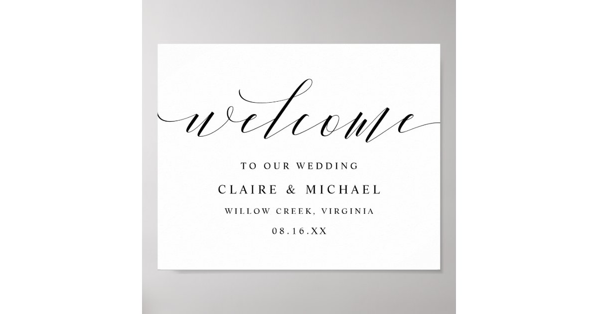Simple Welcome Calligraphy Script Wedding Sign | Zazzle