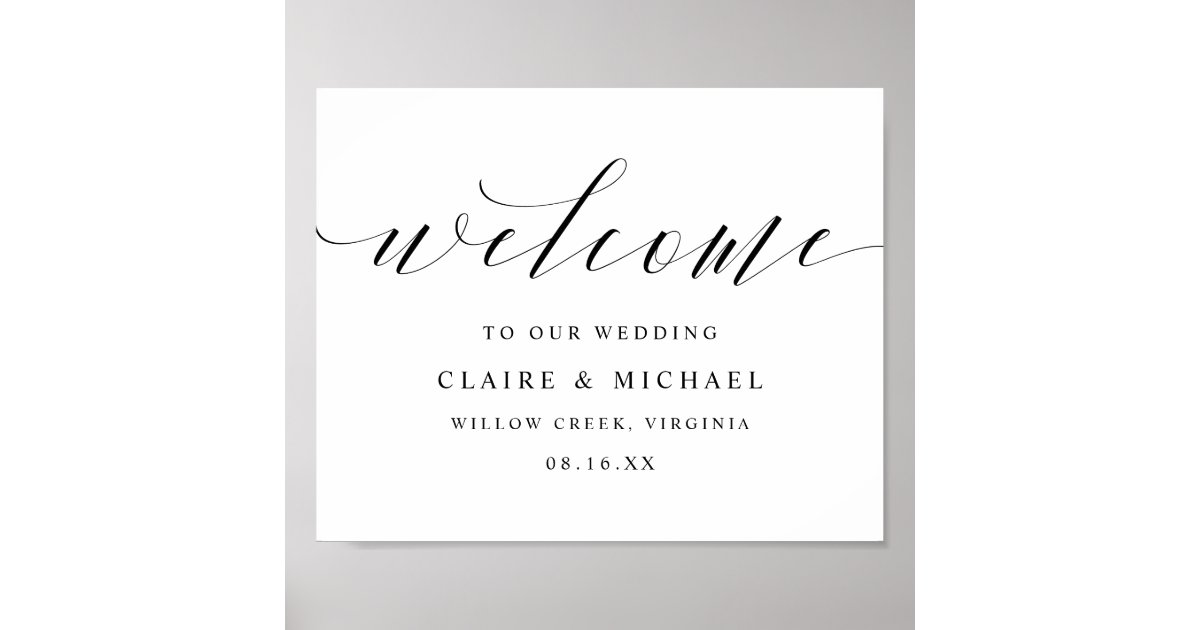 Simple Welcome Calligraphy Script Wedding Sign | Zazzle.com