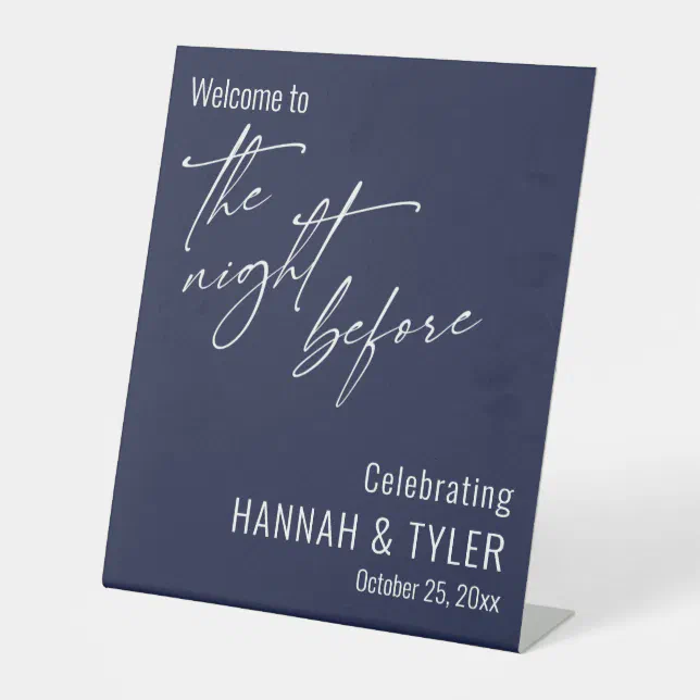 Simple Welcome to The Night Before Navy Blue Sign | Zazzle