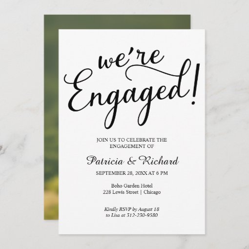 Simple We're Engaged Engagement Party Invitations | Zazzle