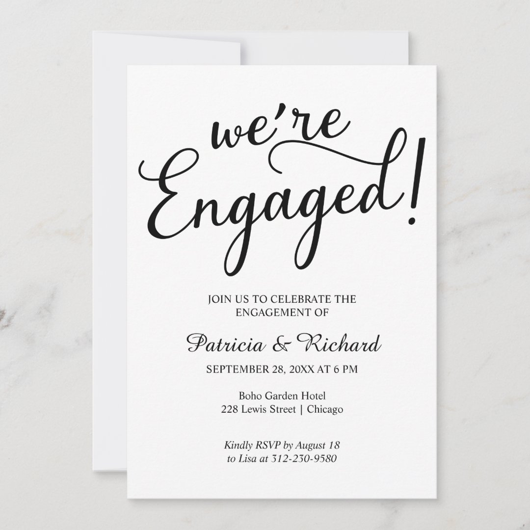Simple We're Engaged Engagement Party Invitations | Zazzle