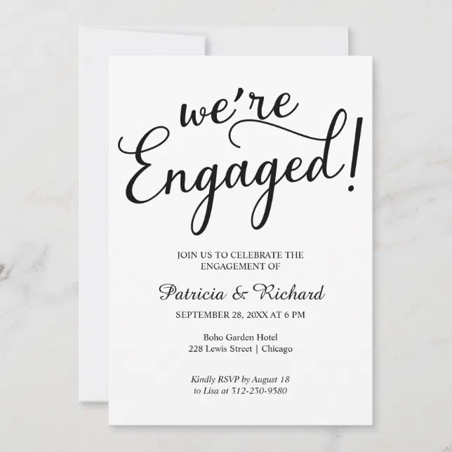 Simple We're Engaged Engagement Party Invitations | Zazzle