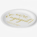 Simple We're Engaged Gold Script Engagement Plates | Zazzle