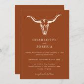 Simple Western Bohemian Cow Skull QR Code Wedding Invitation | Zazzle