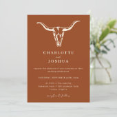 Simple Western Bohemian Cow Skull QR Code Wedding Invitation | Zazzle