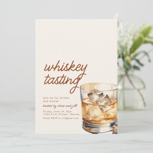 Simple Whiskey Tasting Invitation with Drink | Zazzle
