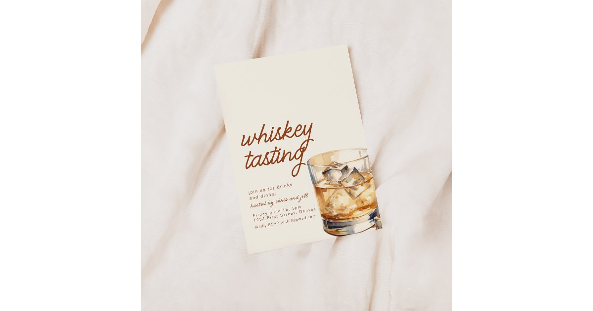 Simple Whiskey Tasting Invitation with Drink | Zazzle