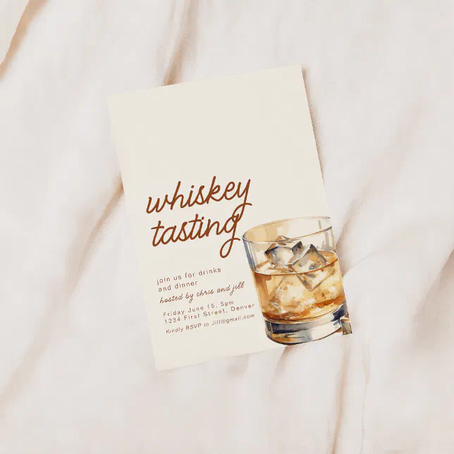 Simple Whiskey Tasting Invitation with Drink | Zazzle