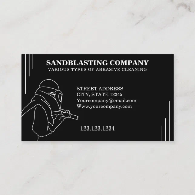 Simple White and Black Sandblasting Cleaning Business Card | Zazzle