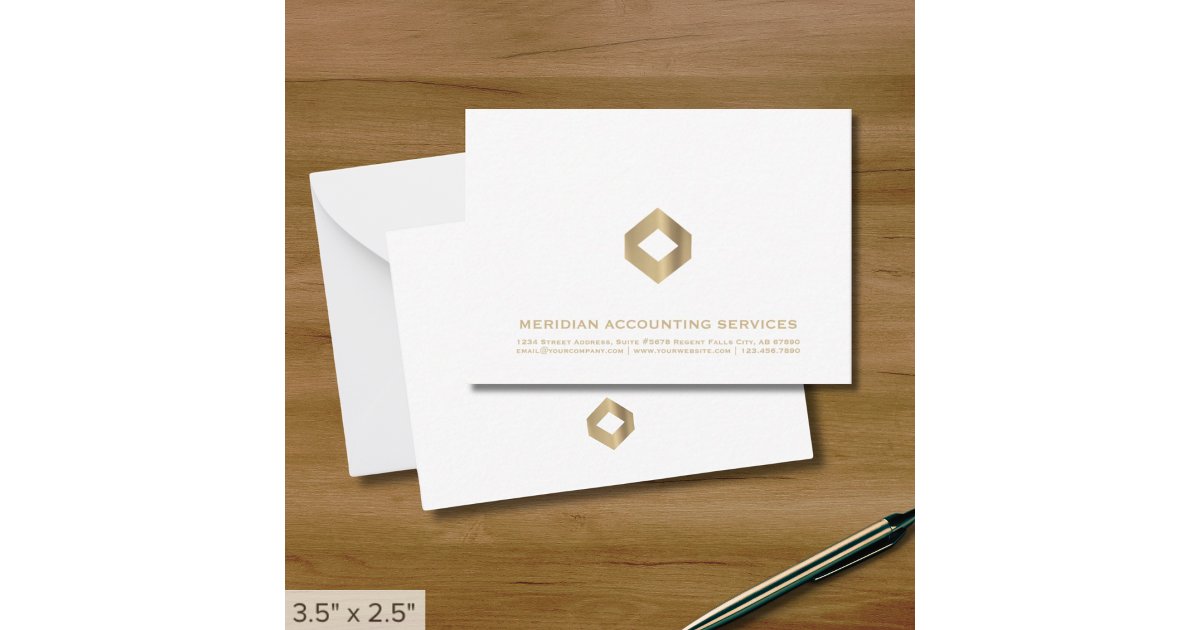 Simple White and Gold Business Note Card | Zazzle