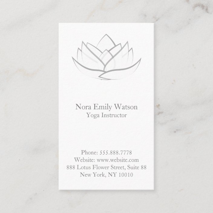 Simple White and Grey Lotus Flower Business Card | Zazzle.com