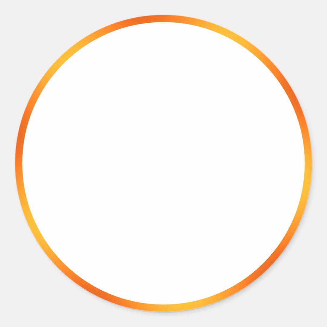 Simple White and Orange Gradient Border Classic Round Sticker | Zazzle