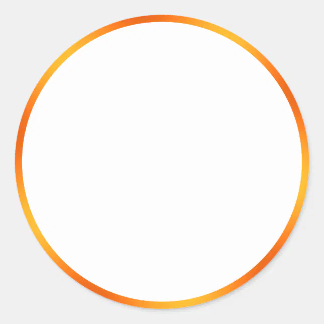 Simple White and Orange Gradient Border Classic Round Sticker | Zazzle