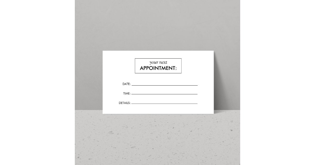 Simple White Appointment Card | Zazzle