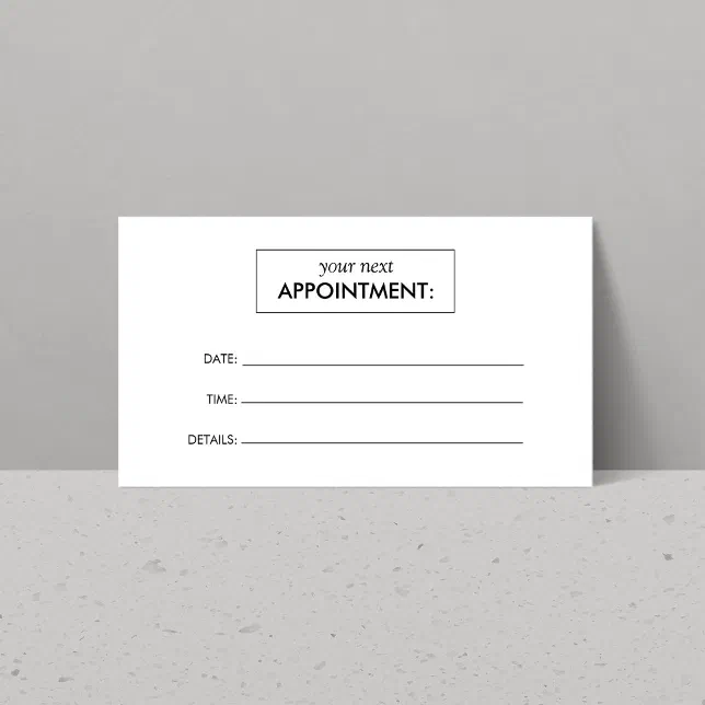 Simple White Appointment Card | Zazzle