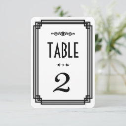 Simple White & Black Art Deco Table Numbers | Zazzle