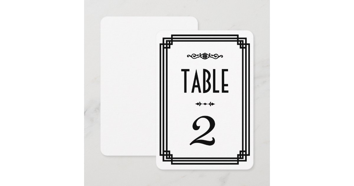 Simple White & Black Art Deco Table Numbers | Zazzle