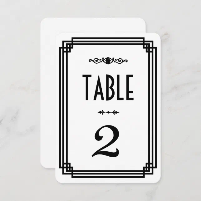 Simple White & Black Art Deco Table Numbers | Zazzle