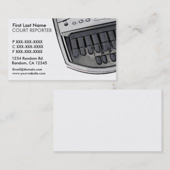 Simple white black court reporter business cards | Zazzle