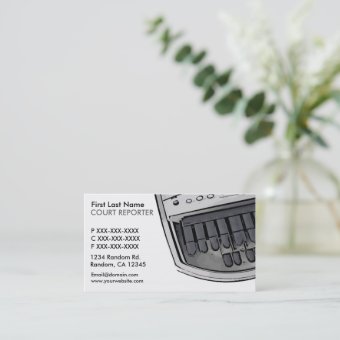 Simple white black court reporter business cards | Zazzle