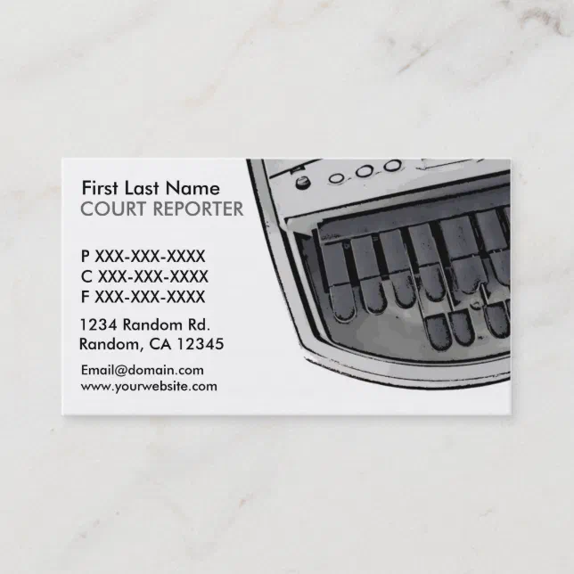 Simple white black court reporter business cards | Zazzle