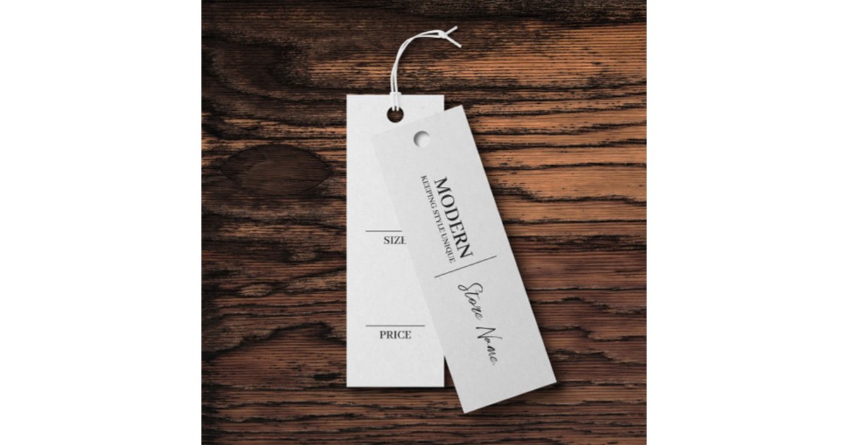 Simple White Clothing Hanging Display Price Card | Zazzle
