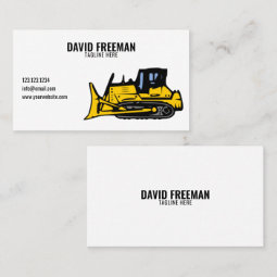 Simple White Construction Machine Bulldozer Business Card | Zazzle