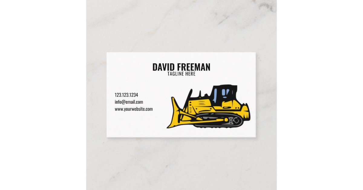 Simple White Construction Machine Bulldozer Business Card | Zazzle
