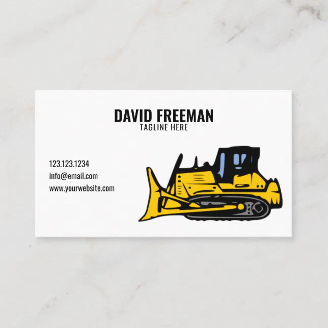 Simple White Construction Machine Bulldozer Business Card | Zazzle