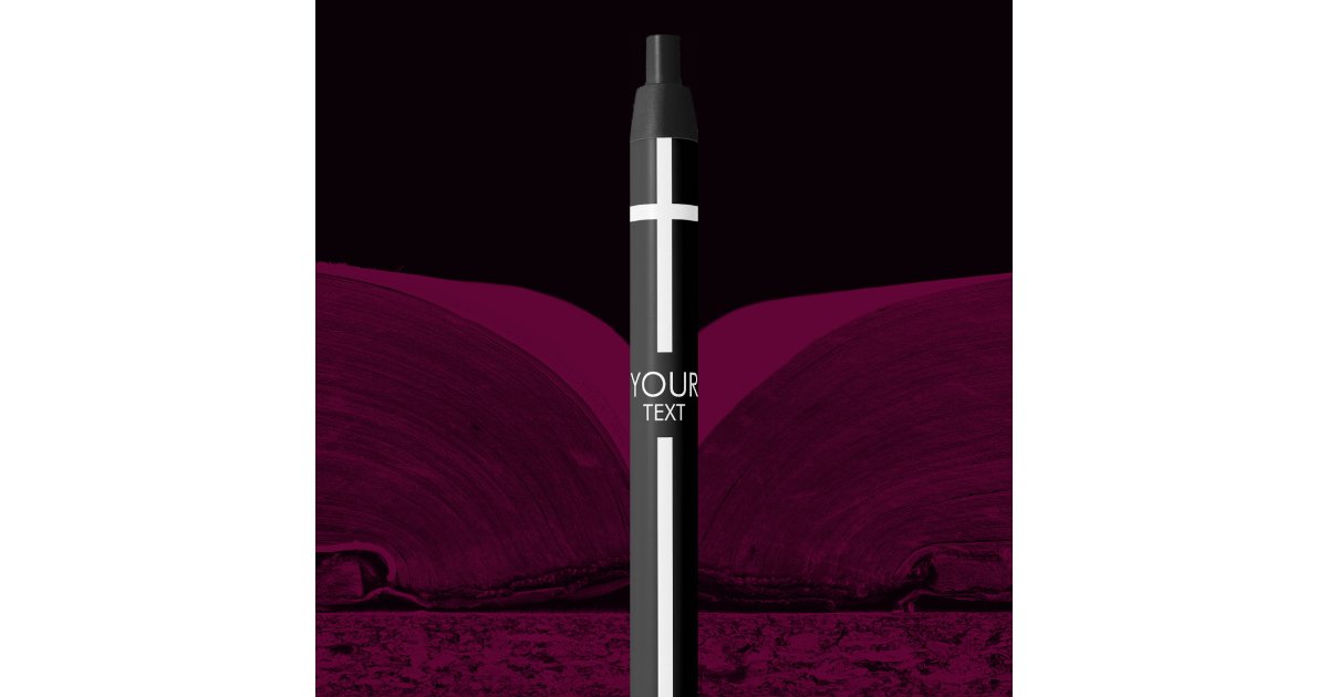 Simple White Cross on Black Pen | Zazzle