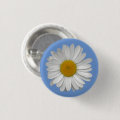 Simple White Daisy Flower on Light Blue Button | Zazzle