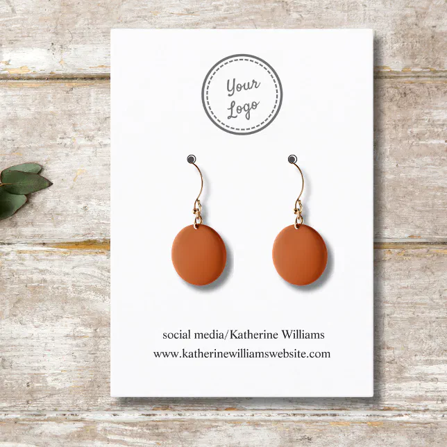 Simple White Earring Display Card |Add Your Logo | Zazzle