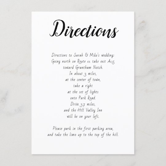 Simple White Event Directions Details Card | Zazzle.com