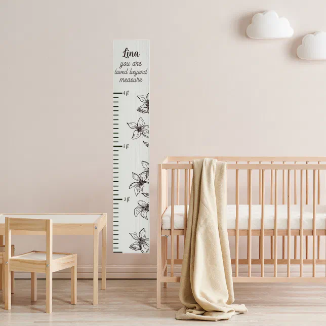 Simple White Floral Beyond Measure Growth Chart | Zazzle