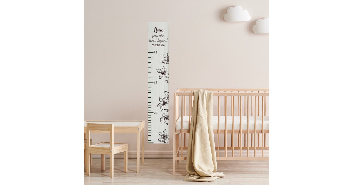 Simple White Floral Beyond Measure Growth Chart | Zazzle