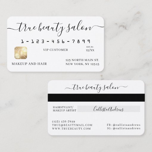 Simple White Gold Signature Script Credit Card | Zazzle