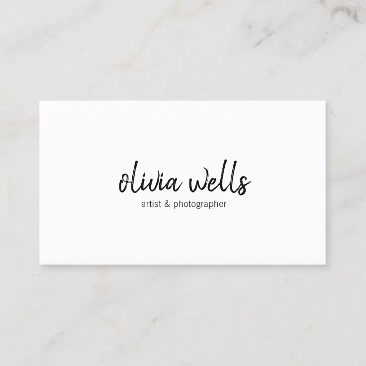 Simple White Handwritten Script Calligraphy Business Card | Zazzle