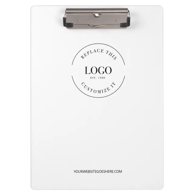 Simple White Minimalist Custom Logo Branded Clipboard | Zazzle