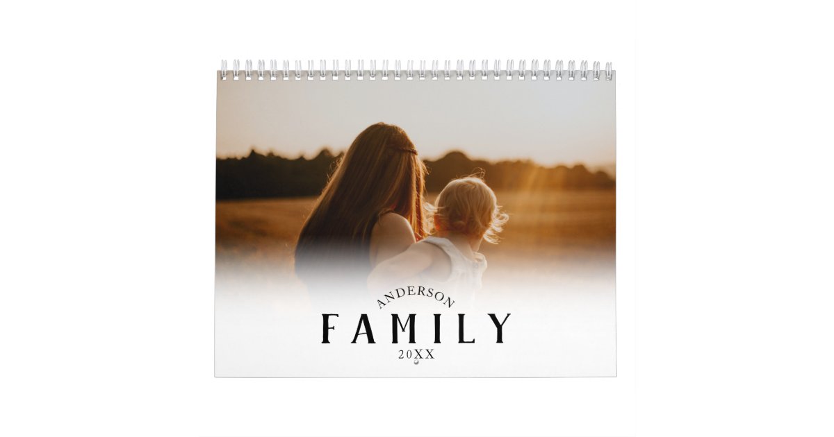 Simple White Minimalist Modern Family Photo Calendar | Zazzle